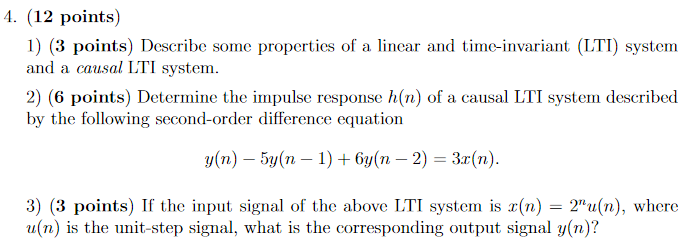 Solved 1. (12 points) 1) (3 points) Describe some properties | Chegg.com