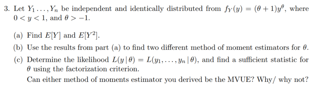 Solved 3. Let Yİ ,y, be independent and identically | Chegg.com