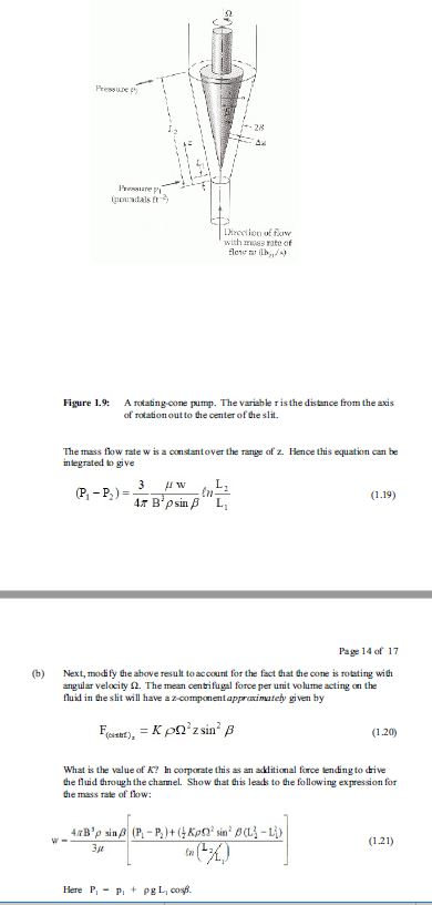 Rotating cone pump (see Figure 1.9). Find the mass | Chegg.com