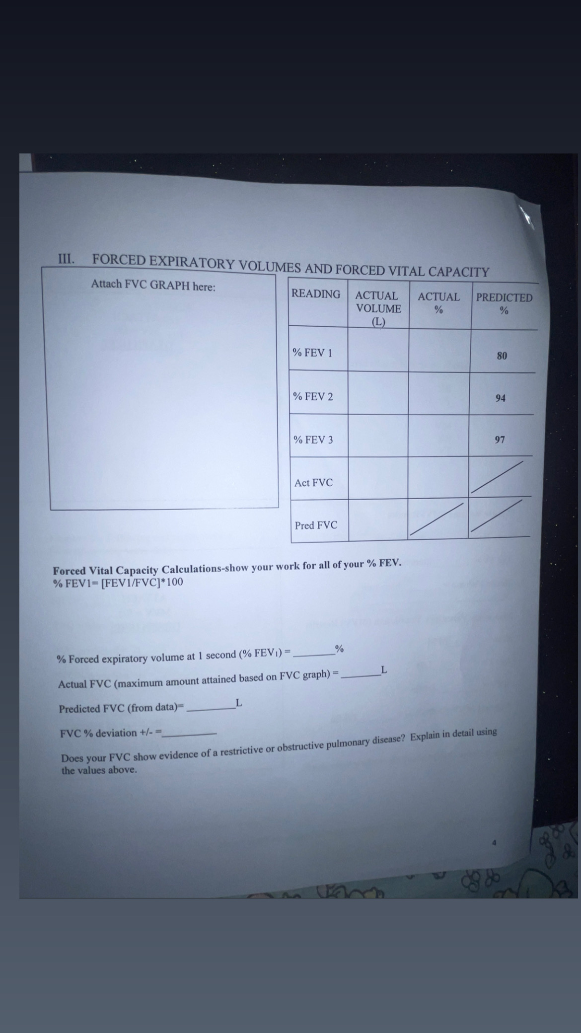 III. FORCED EXPIRATORY VOLUMES AND FORCED VITAL | Chegg.com