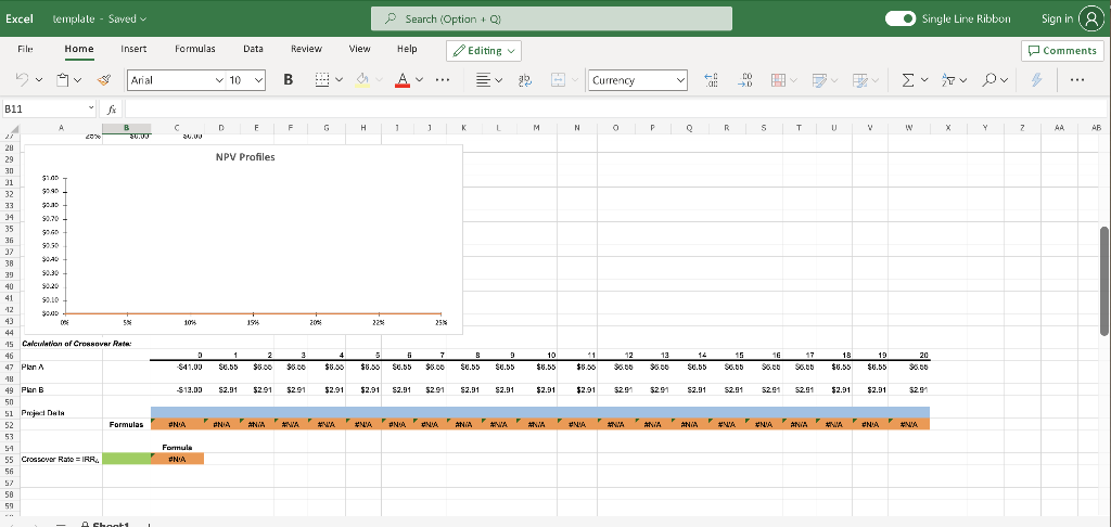 Solved Excel template - Saved Search (Option +Q) Single Line | Chegg.com