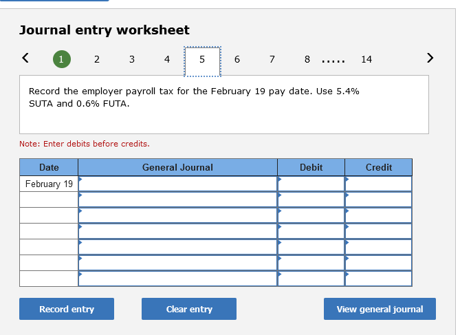 Journal entry worksheet 456 Record the employee pay | Chegg.com