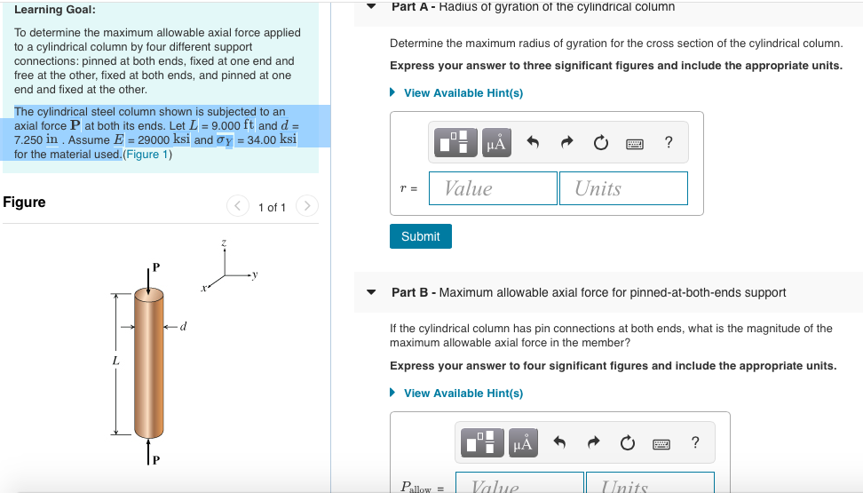 Solved Learning Goal Part A - Radius of gyration of the | Chegg.com