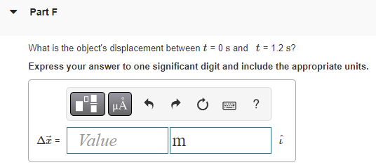 Solved Figure x (m) 1.2 0.8 0.4 0 0 0.4 0.8 t (s) 1.2 1 of | Chegg.com