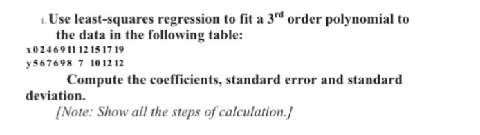 Solved Use least-squares regression to fit a 3rd order | Chegg.com