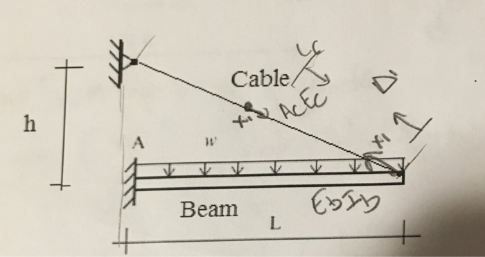 Solved For the beam/cable structure shown below, use the | Chegg.com