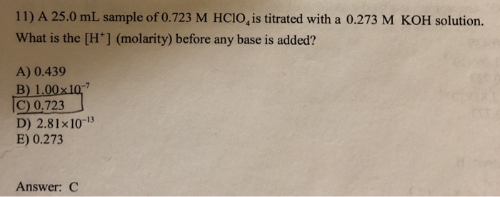 Solved A 25.0 mL sample of 0.723 M HClO4 is trotases with a | Chegg.com