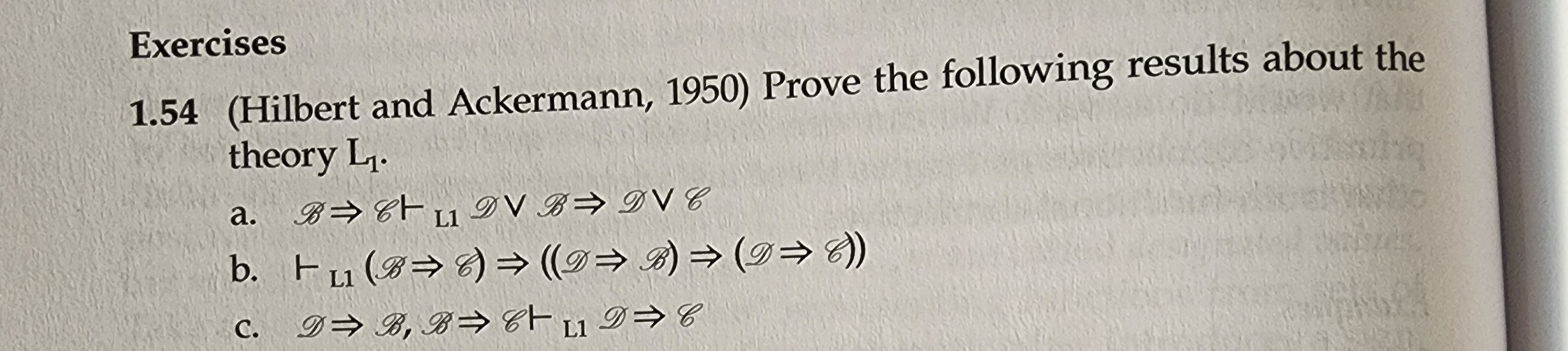 Solved Exercises1.54 (Hilbert and Ackermann, 1950) ﻿Prove | Chegg.com