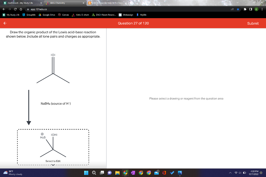 Solved Draw the organic product of the Lewis acid-base | Chegg.com