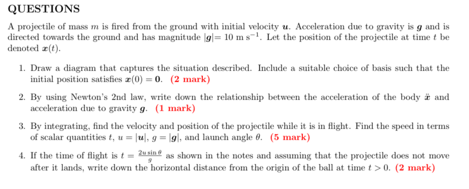 Solved QUESTIONSA projectile of mass m ﻿is fired from the | Chegg.com