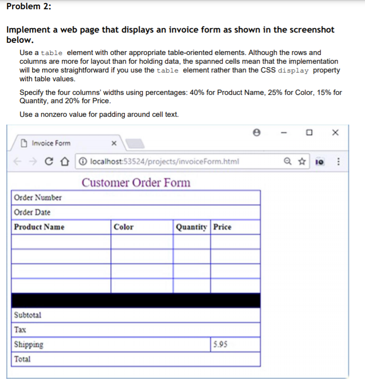 Solved Problem 1: 1. Create the following web page and name | Chegg.com