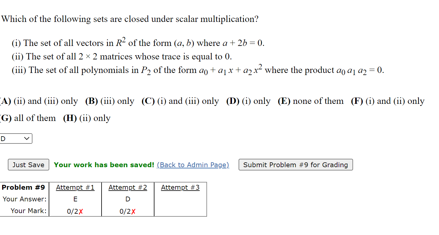 Solved Which of the following sets are closed under scalar | Chegg.com