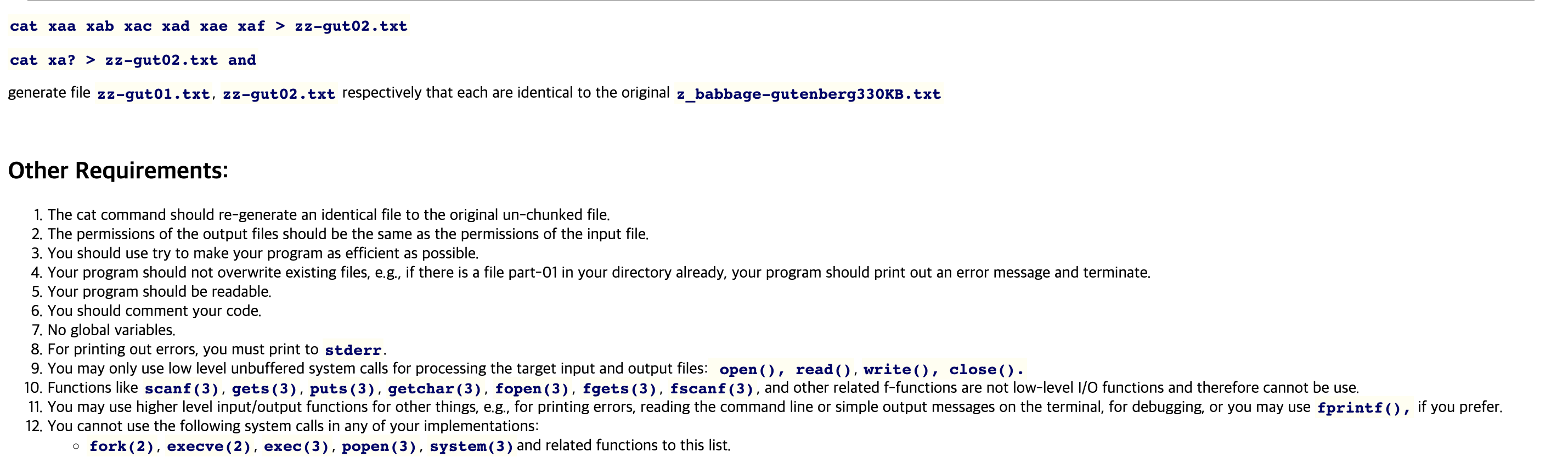 Solved Create a UNIX file utility from the ground up. At the | Chegg.com
