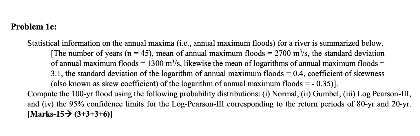 Solved Problem 1c: = = Statistical information on the annual | Chegg.com