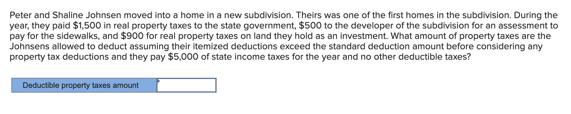 Solved Peter and Shaline Johnsen moved into a home in a new | Chegg.com