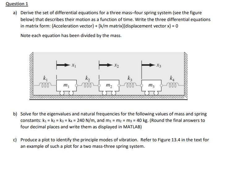 Solved Question 1 Derive the set of differential equations | Chegg.com