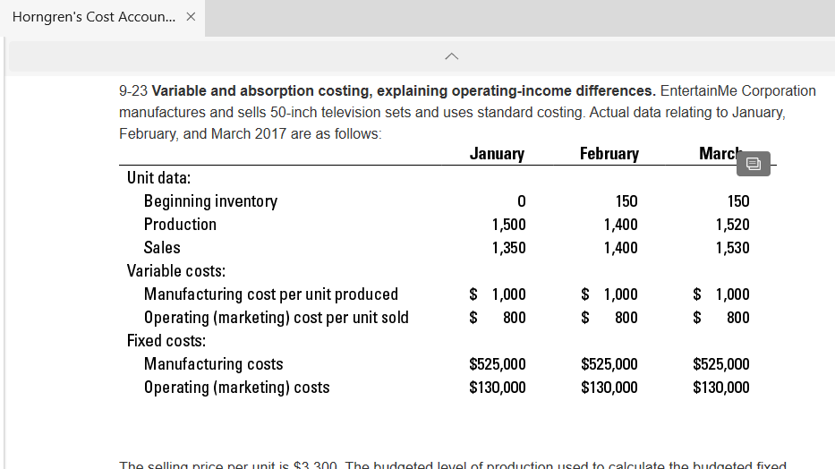 Solved 9-23 Variable and absorption costing, | Chegg.com