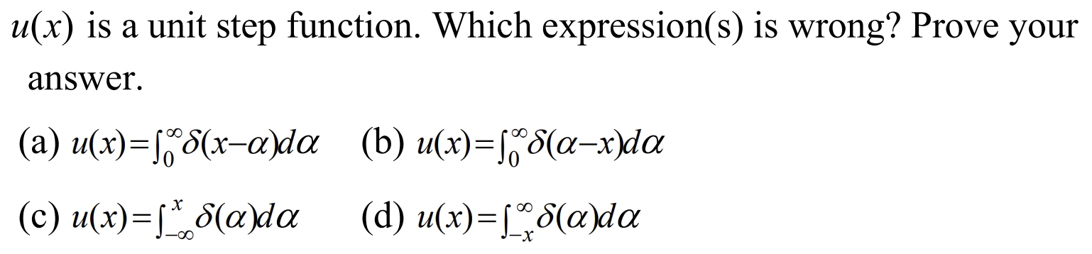 Solved u(x) is a unit step function. Which expression(s) is | Chegg.com