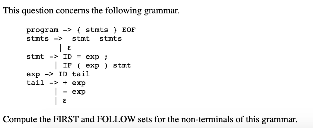 Solved This question concerns the following grammar. program | Chegg.com