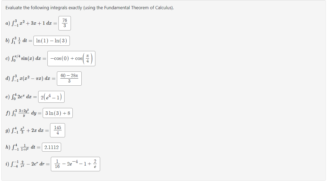Solved Evaluate the following integrals exactly (using the | Chegg.com