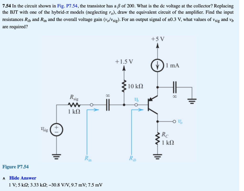 Solved 7.54 In the circuit shown in Fig. P7.54, the | Chegg.com