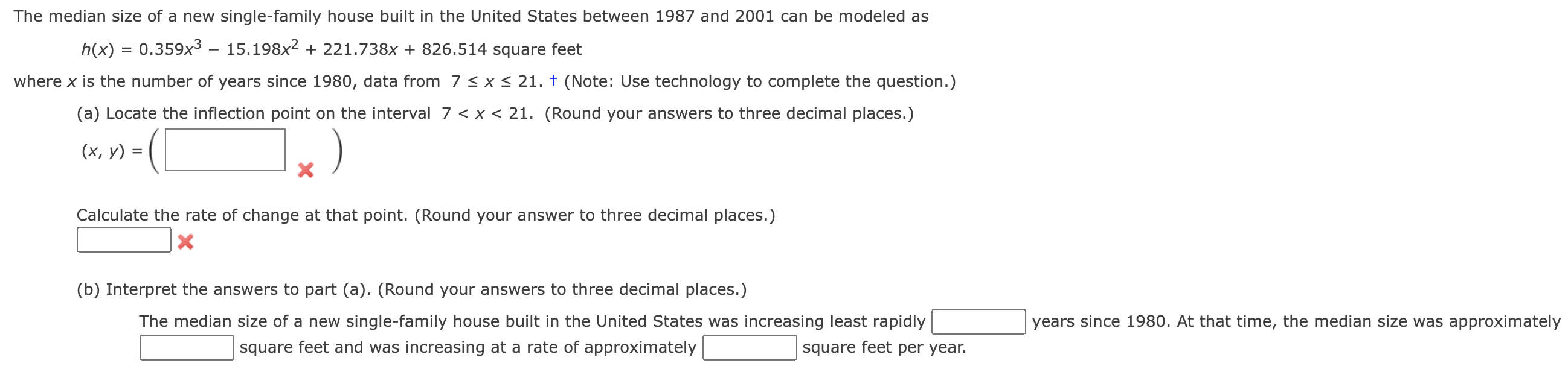Solved The median size of a new single-family house built in | Chegg.com