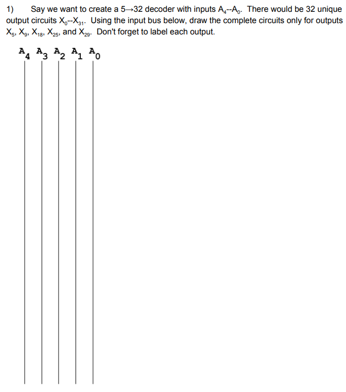 Solved 1) Say we want to create a 5–32 decoder with inputs A | Chegg.com