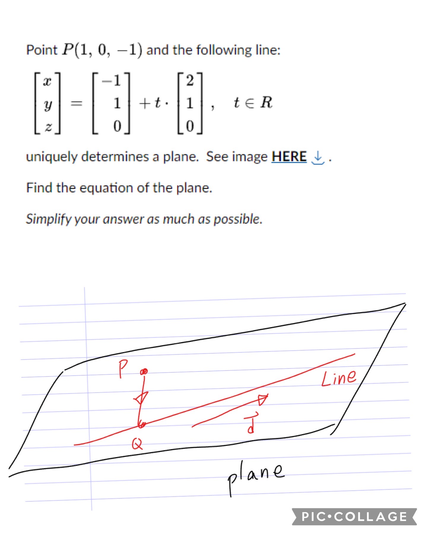 Solved Point P(1,0,−1) and the following line: | Chegg.com