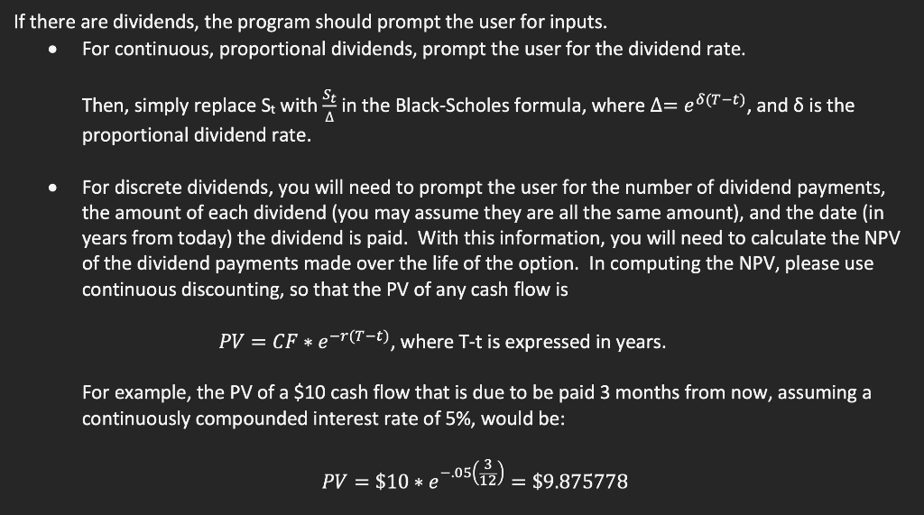 Write a Python program that outputs the Black-Scholes | Chegg.com