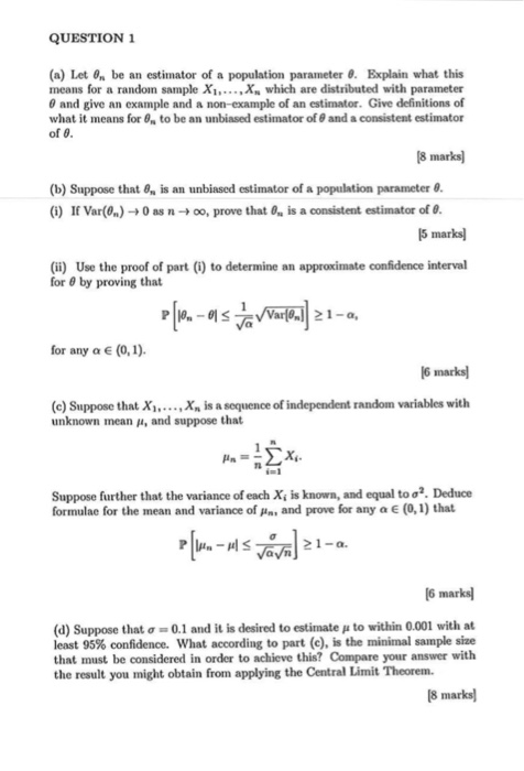 Solved (a) Let theta_n be an estimator of a population | Chegg.com