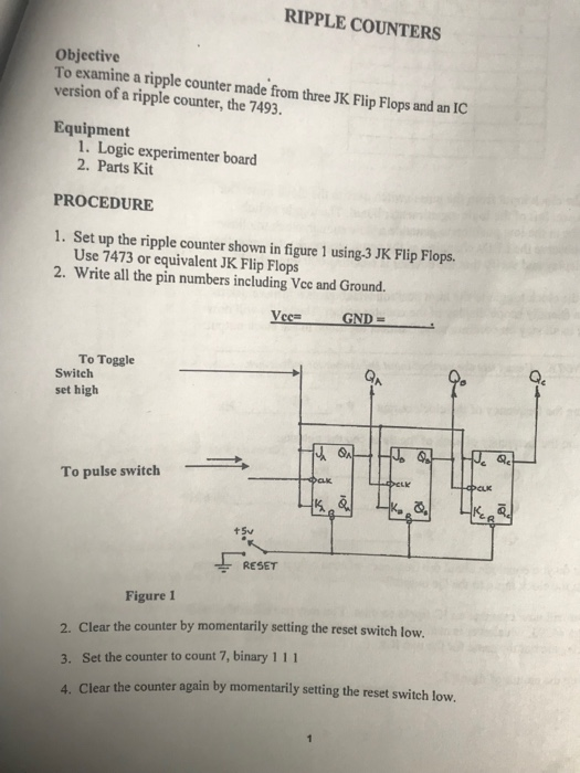 RIPPLE COUNTERS Objective To examine a ripple counter | Chegg.com