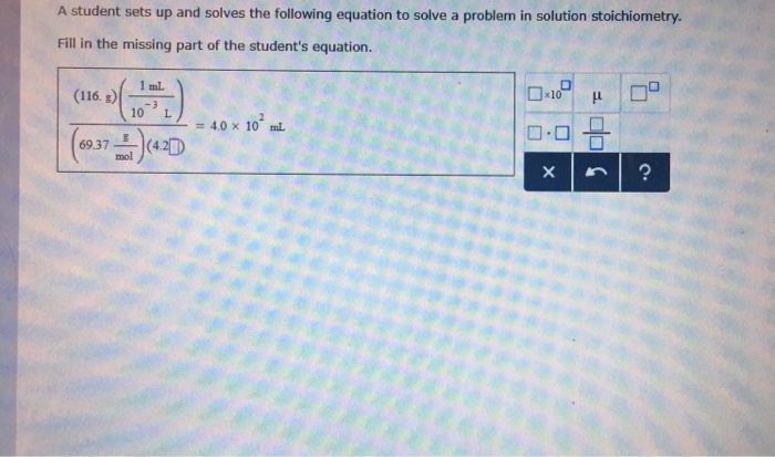 Solved A student sets up and solves the following equation | Chegg.com