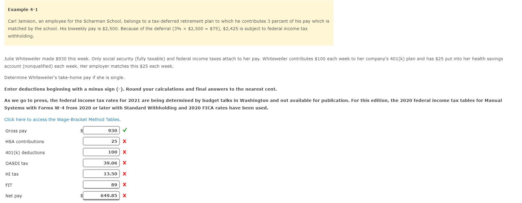 Solved Example 4-1 Carl Jamison, an employee for the | Chegg.com