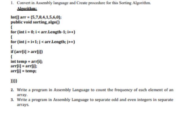 Solved 1. Convert in Assembly language and Create procedure | Chegg.com