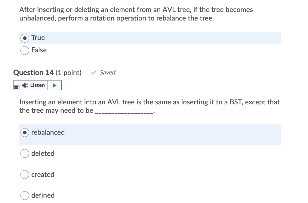 Solved After inserting or deleting an element from an AVL | Chegg.com