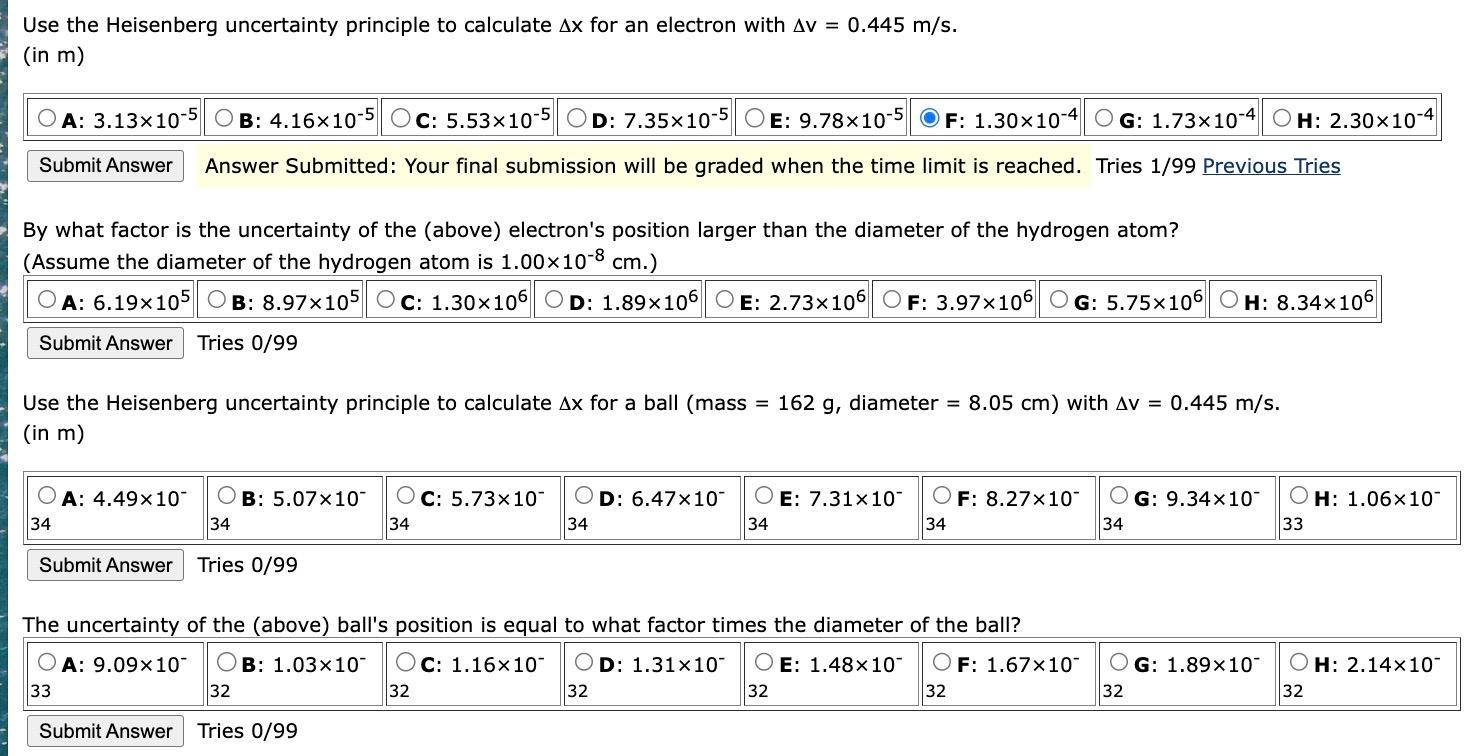 Solved Use the Heisenberg uncertainty principle to calculate | Chegg.com