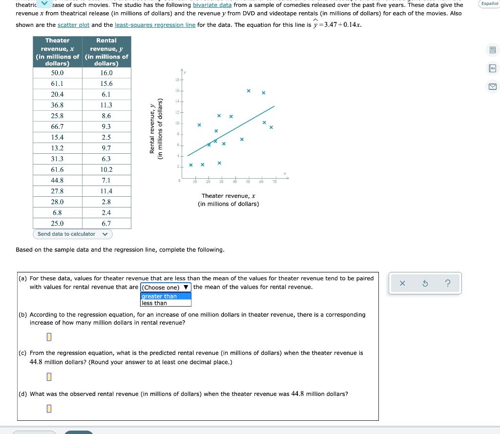 Solved Español theatric ease of such movies. The studio has | Chegg.com