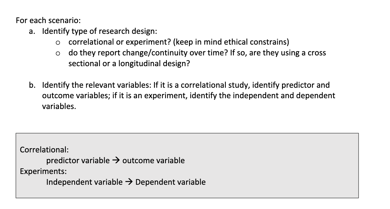 Solved For each scenario: a. Identify type of research | Chegg.com