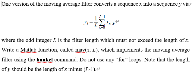 Solved One version of the moving average filter converts a | Chegg.com