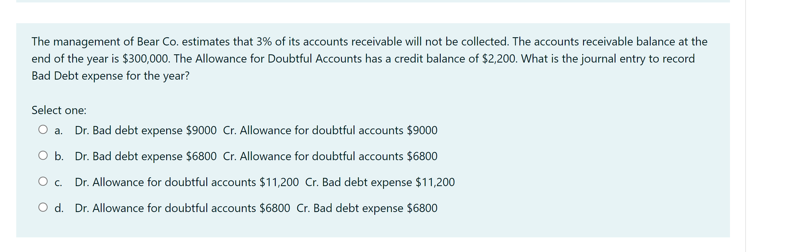 Solved The management of Bear Co. estimates that 3% of its | Chegg.com