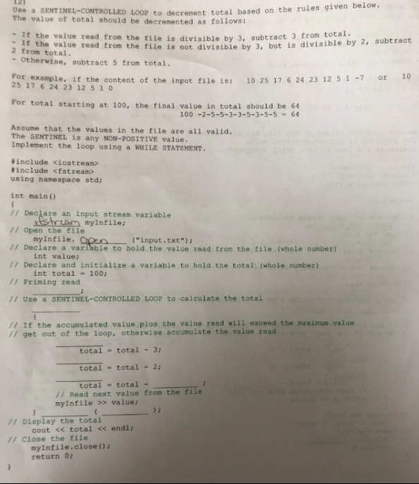 Solved LU Using an EOF-CONTROLLED LOOP, remain accumulating | Chegg.com