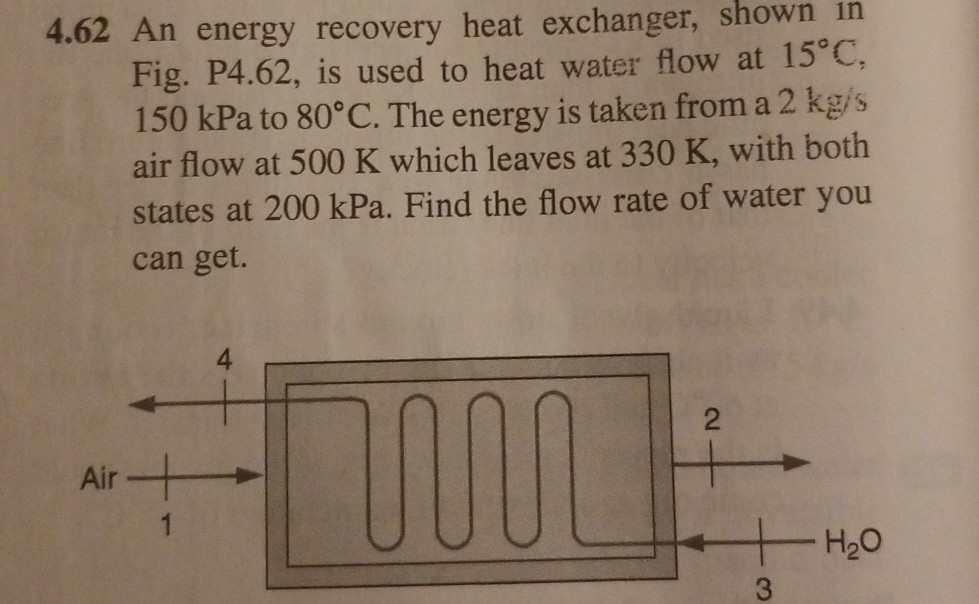 Solved 4.62 An energy recovery heat exchanger, shown in Fig. | Chegg.com