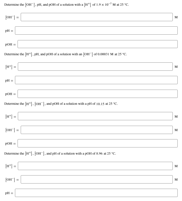 Solved Determine the lorj,pH, and pOH of a solution with a | Chegg.com