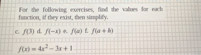 Solved For the following exercises, find the values for each | Chegg.com