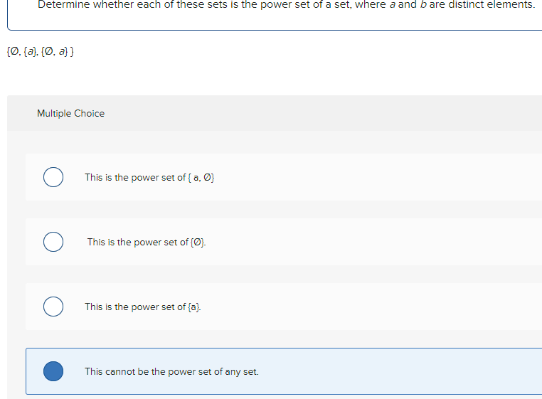 Solved Find the power set of each of the following sets, | Chegg.com