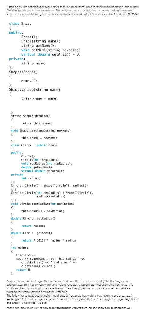 Solved Listed below are definitions of two classes that use | Chegg.com