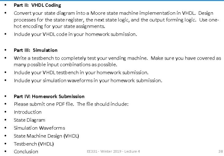 Design a VHDL module for the following state machine | Chegg.com