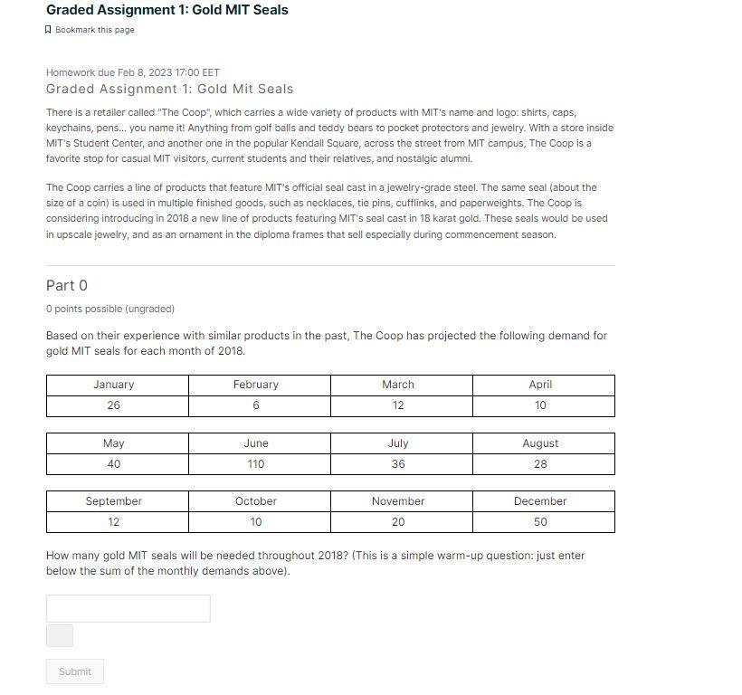 Solved Graded Assignment 1: Gold MIT Seals D Bookmark this | Chegg.com