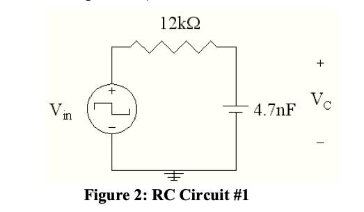 Solved 12ko + + +4.71F Vc Figure 2: RC Circuit #1 4.7nF | Chegg.com