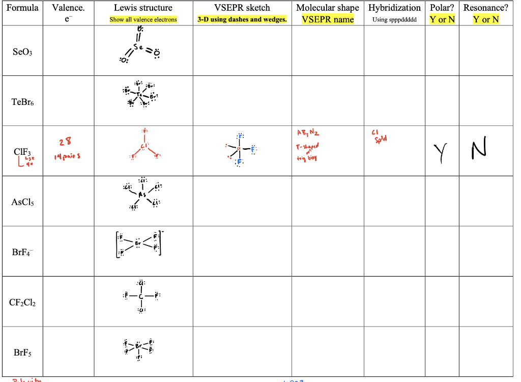 List of Species for Lewis Structures Lab You will | Chegg.com